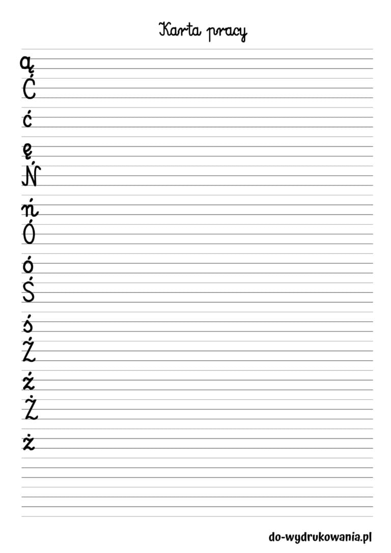 Karta pracy litery I-O - Darmowy PDF A4
